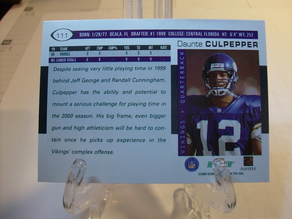 2000 Score Football Card #111 Daunte Culpepper (81881) | eBay