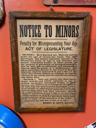 Antique 1800's Sign Pub Tavern Drinking Laws Rules Vtg Civil War Minors ...