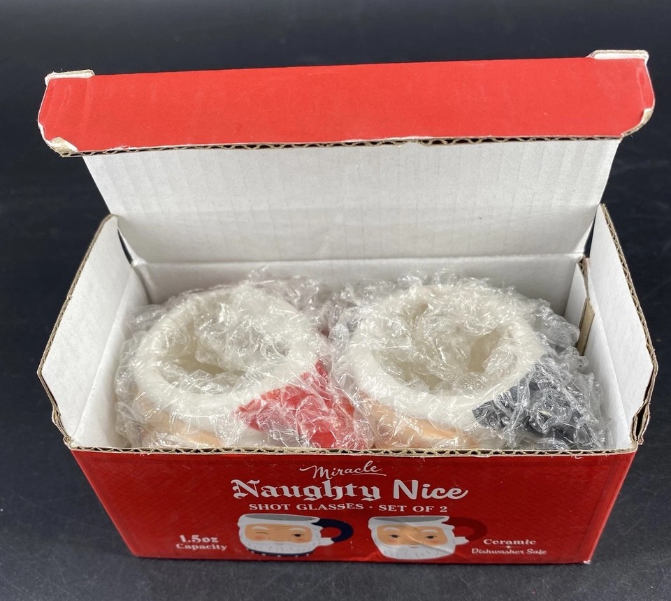 Miracle Pop Santa Winking Ceramic Naughty Nice Shot Glass Mini Mug Set ...
