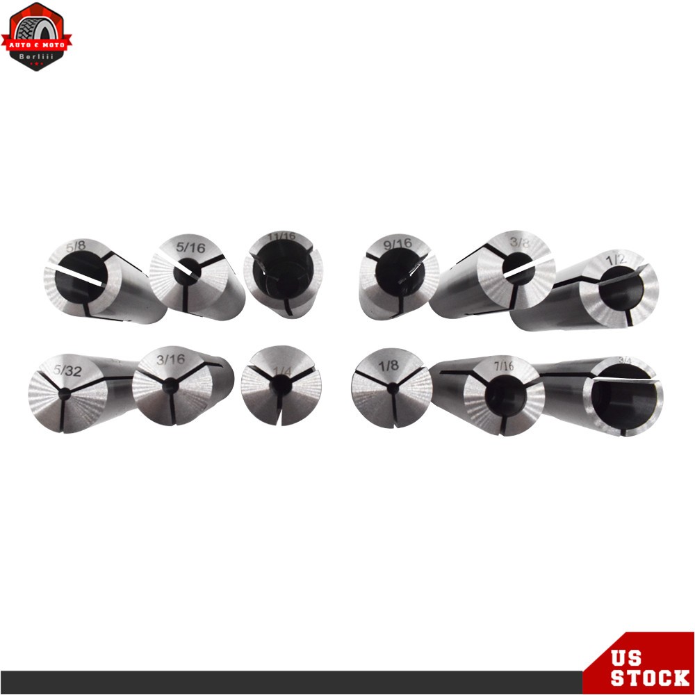 12 Pack #3 Morse Taper Shank Collets 3MT MT3 1/8" - 3/4" Chuck Set New ...