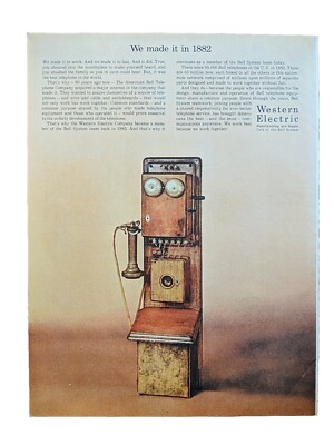 1962 Vintage Wall Mounted Phone From 1882, Western Electric Retro Print ...