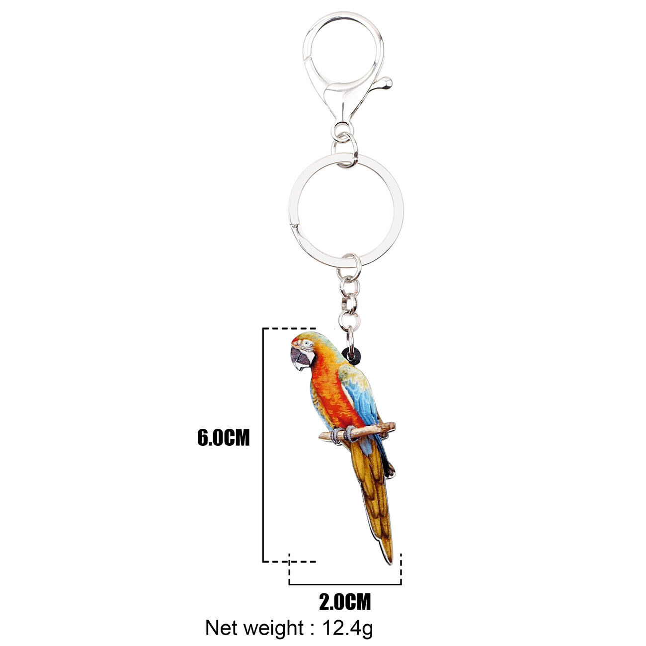 Acrylic Macaws Parrot Bird Keychains Car Purse Key Ring Animals Charms ...
