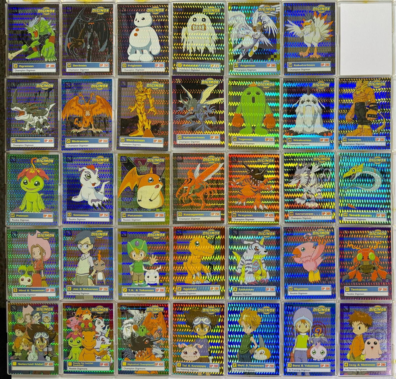 1999 Digimon Animated Series 1 Prism Parallel Trading Card Set of 34 ...