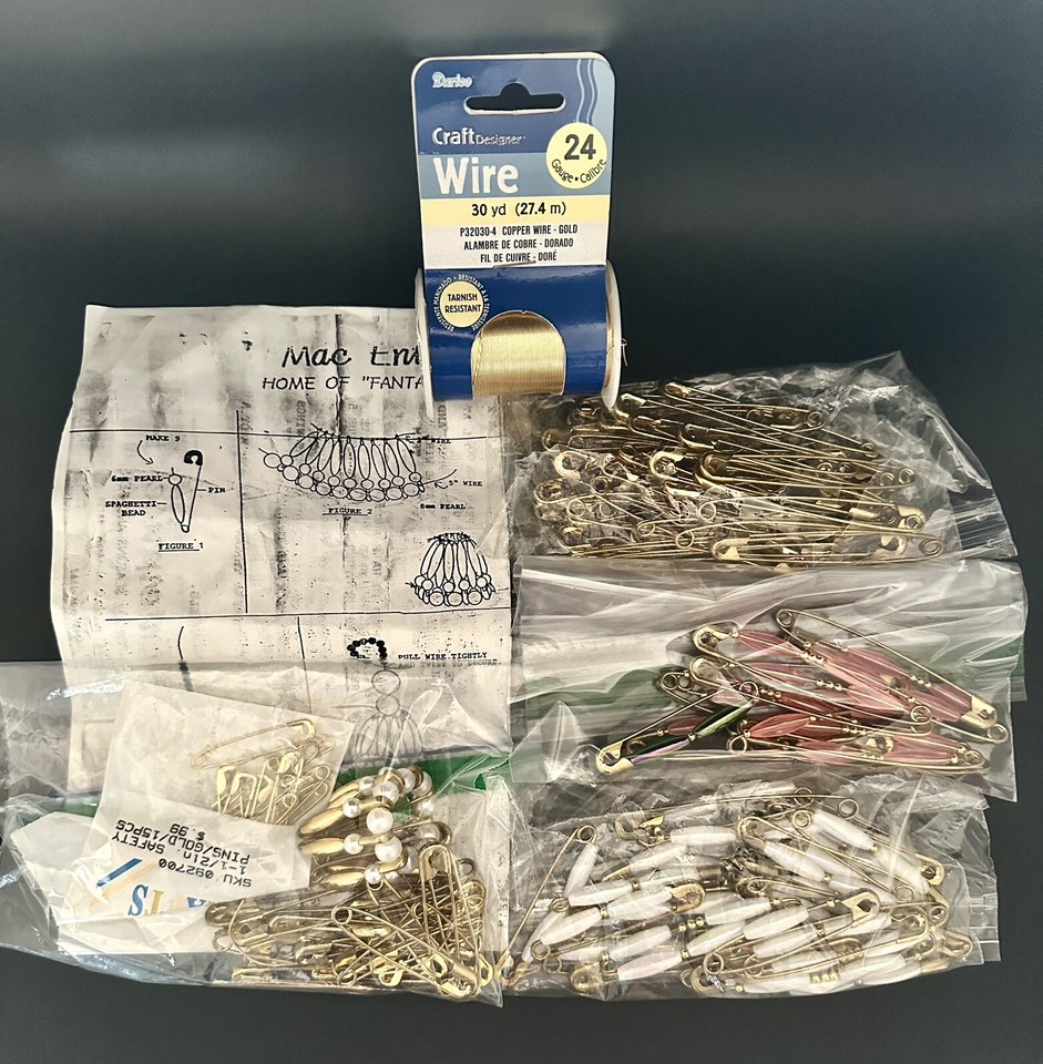 Lot Of Craft Supplies Copper Wire Safety Pins Bead Art Jewelry Idea ...