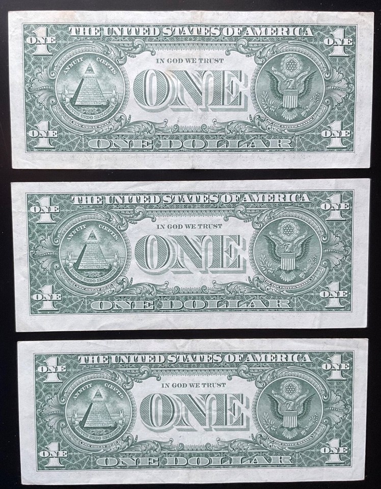 2013 B $1 Star Notes (3) Duplicated Serial Number Dollar Bills ...