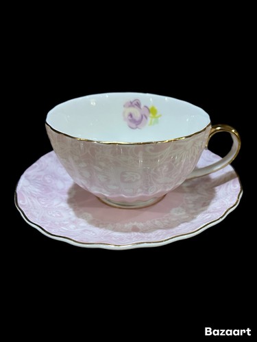 Vtg Jusalpha Scalloped Lavender Pink Rose Fine Bone China Tea Coffee ...
