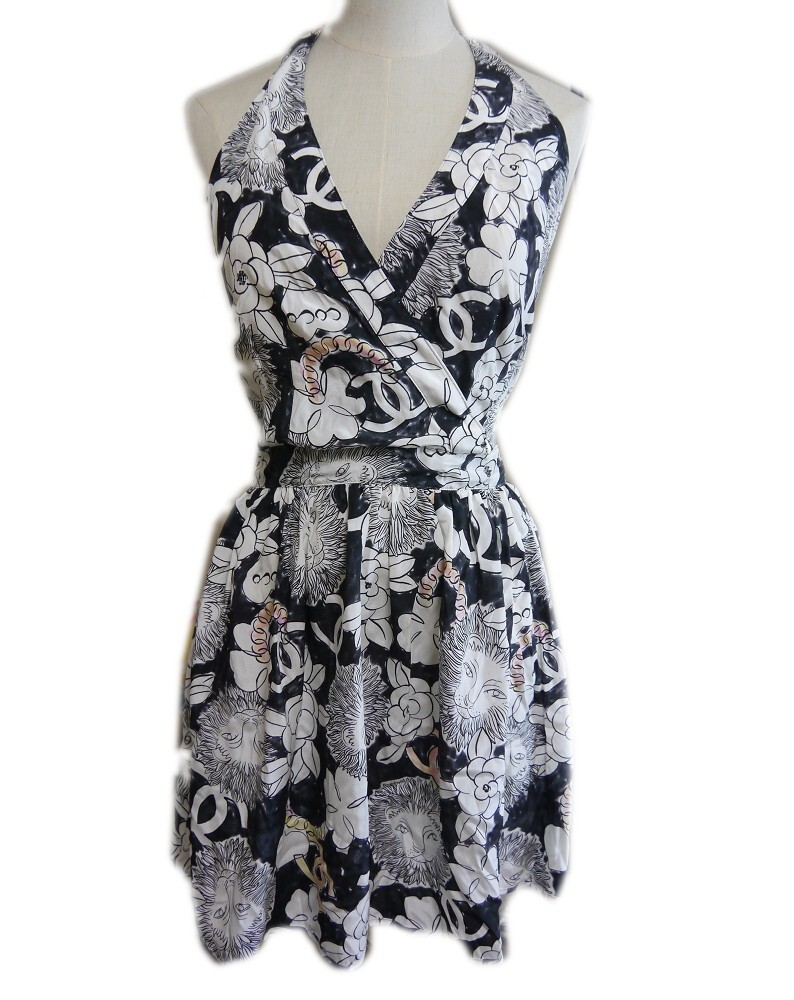 Authentic CHANEL Apron dress pants ribbon lion coco m… - Gem