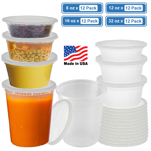 Heavy Duty Plastic Deli Containers with Leakproof Lids [48 Sets/Combo ...