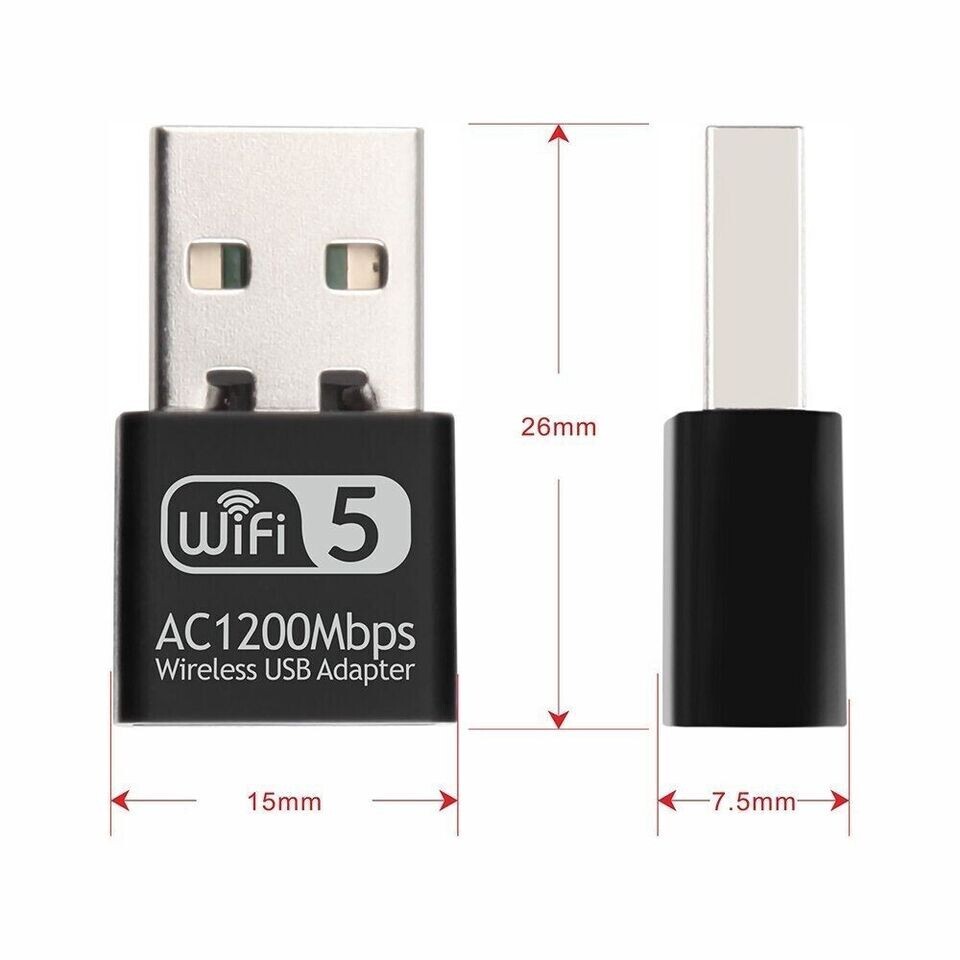 Wireless Lan USB PC WiFi Adapter Network 802.11AC 1200Mbps Dual Band 2 ...
