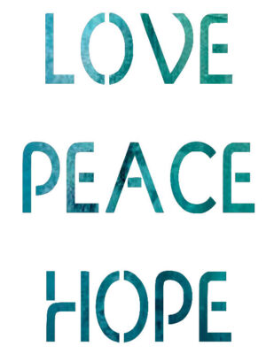 LOVE PEACE HOPE Words Positive Saying 8 x 10 Stencil Plastic Sheet NEW ...