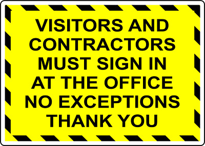 VISITORS CONTRACTORS MUST SIGN OFFICE| Laminated Vinyl Decal Sticker ...