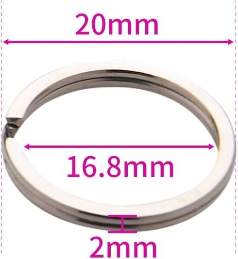 20pcs Key Ring Keychain 3/4 Inch 20mm Diameter Metal Flat Split Key ...
