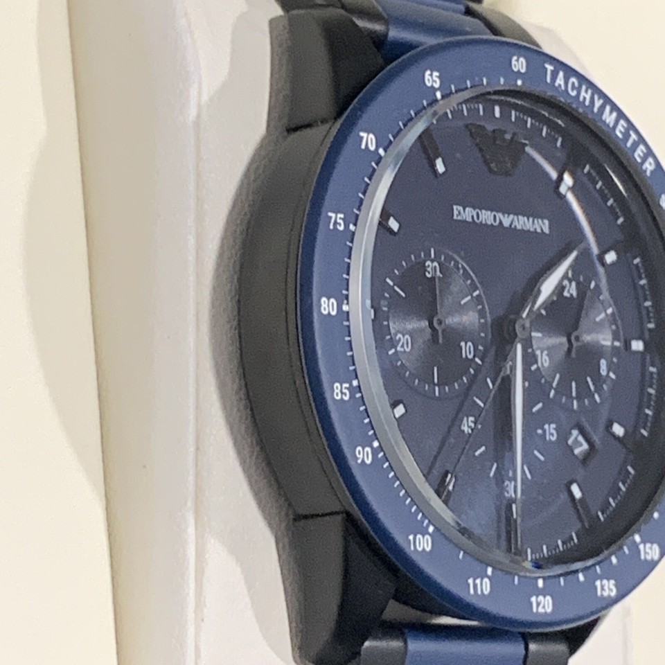 AR70001 Emporio Armani Chronograph Men's Watch BLUE W BLACK | eBay