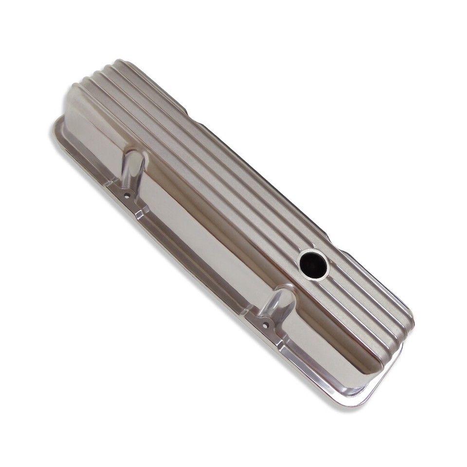 Tall Finned Valve Covers Polished Aluminum For Chevy SBC 327 350 400 ...