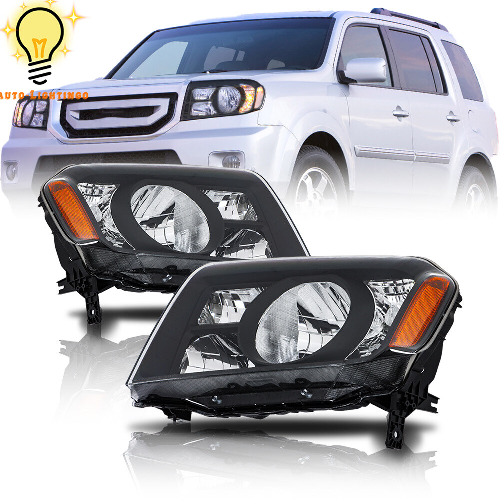 For 2009 2010 2011 Honda Pilot Halogen Headlights Black Housing Left ...