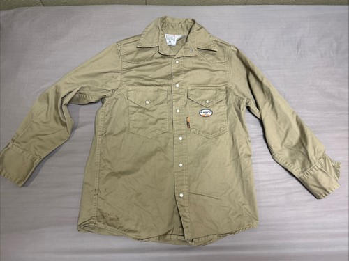 Rasco FR “Fire Resistant” HRC2 Long sleeve Khaki Pearl Snap Work Shirt ...