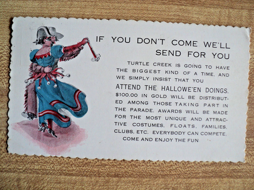 HALLOWEEN Cowboy Dancing w/ Girl 1910 Invitation Turtle Creek PA ...