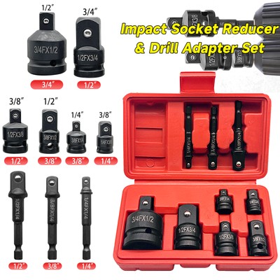 9Pcs Impact Adapter Reducer Set 1/4" 3/8" 1/2" 3/4" F to M Impact ...