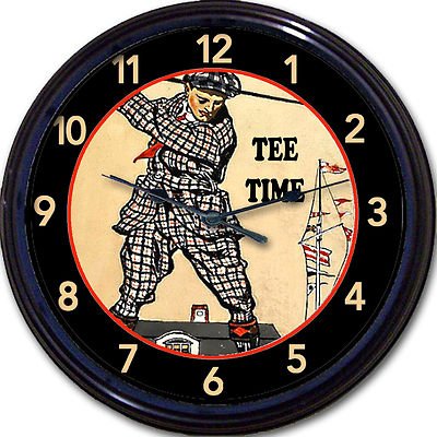 Golf Tee Time Wall Clock Golfer Vintage Look Man Cave NEW 10" | eBay