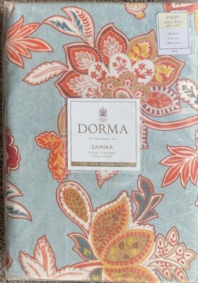 Dunelm Dorma Samira Light Blue Blackout Eyelet Curtains 66" x 54" (W x ...