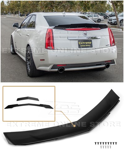 For 09-15 Cadillac CTS-V Sedan GLOSSY BLACK Rear Trunk Wing Wickerbill ...