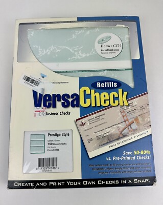 VERSACHECK BLANK Business CHECK REFILLS-FORM 3000 250 Sheets 750 Checks ...