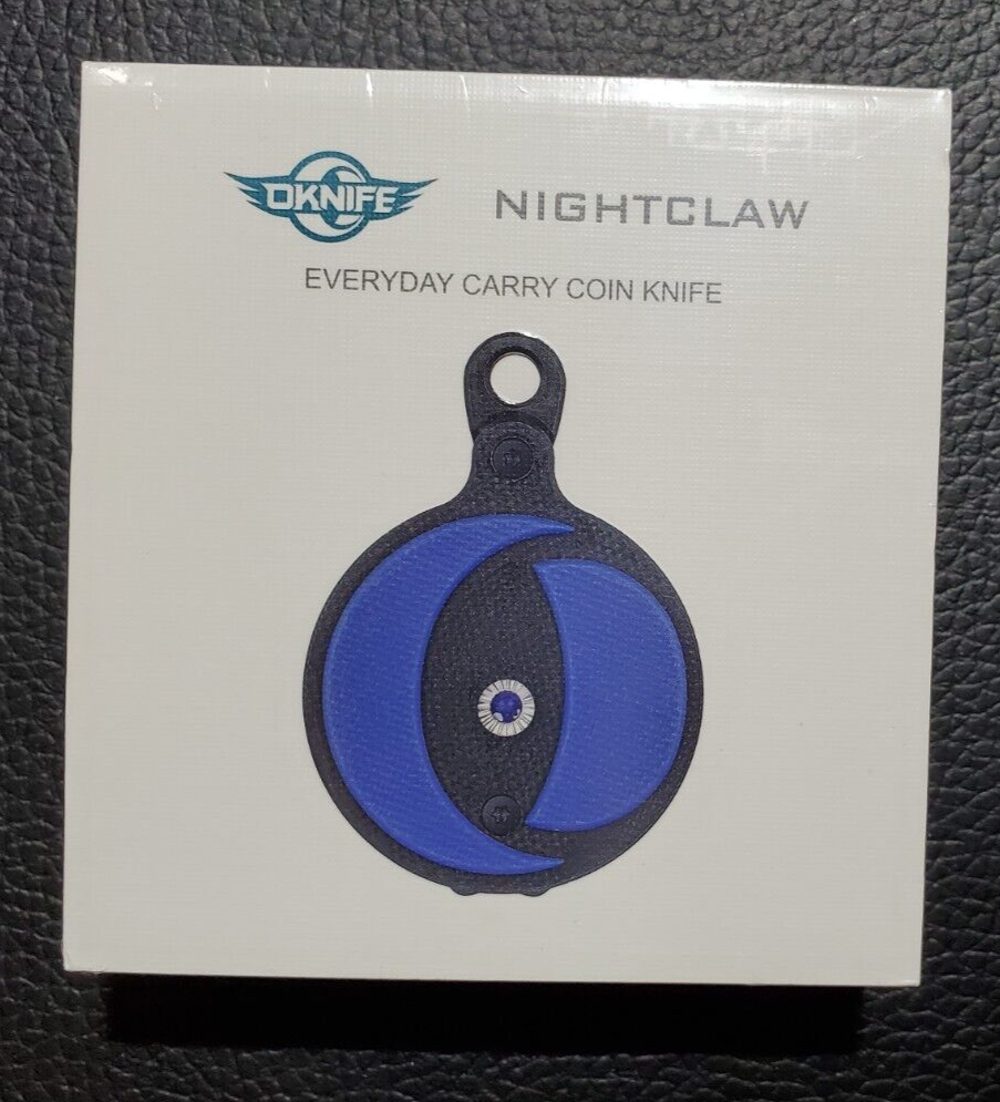Olight Oknife Nightclaw Blue Coin-shaped Folding Knife 0.92" D2 Blade ...