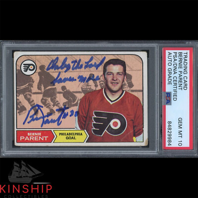 Bernie Parent signed 1968 Topps Rookie Card PSA DNA Inscribed HOF Auto ...