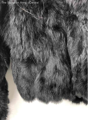 Che Bella Womens Black Rabbit Fur Long Sleeve Hooded Full-Zip Jacket ...