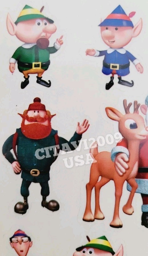 VINTAGE STICKERS RUDOLPH THE RED NOSED REINDEER SANTA ELF YETI RARE ...