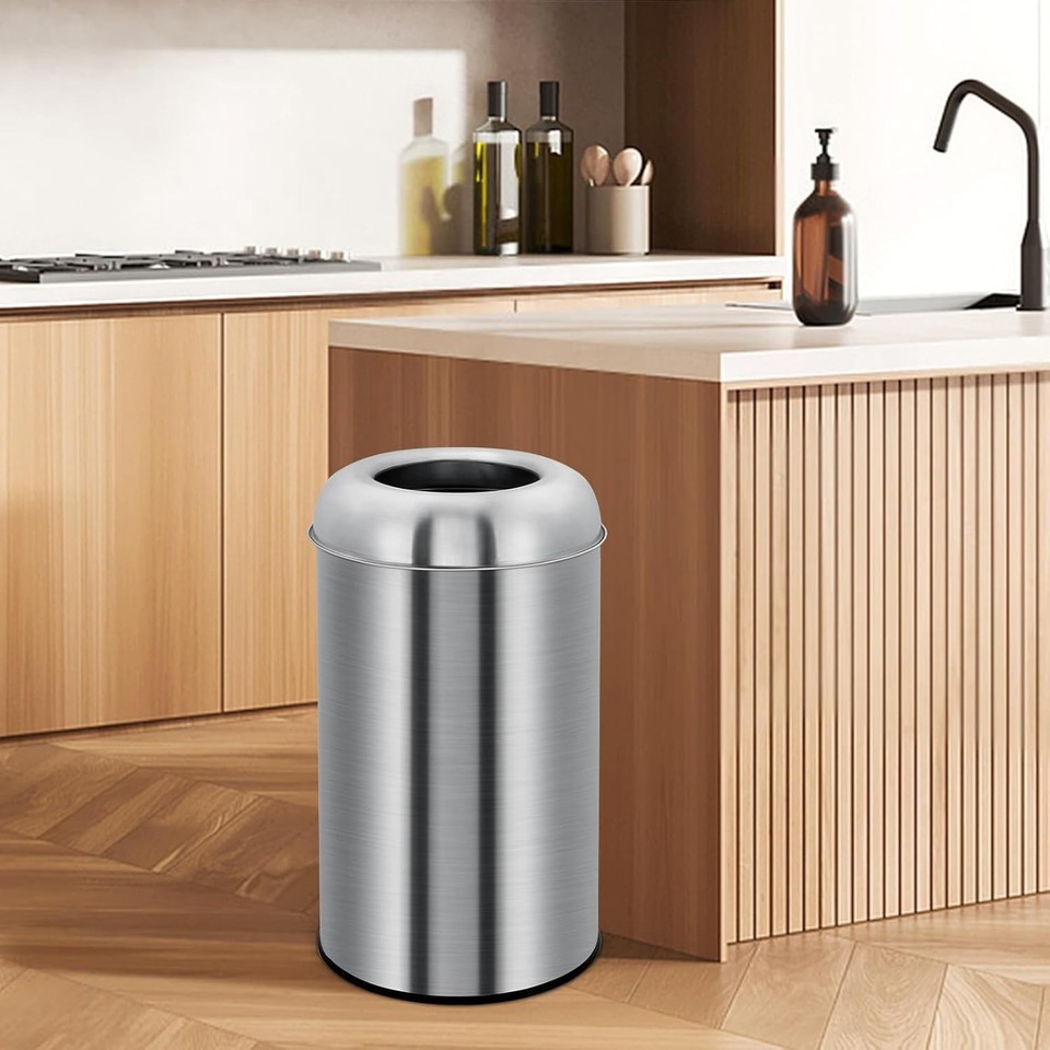 Stainless Steel Open Top Trash Can 50L/70L Commercial Indoor Outdoor ...