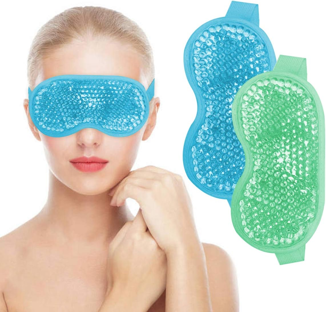 Cooling Gel Eye Mask, 2 PCS Reusable Gel Eye Pad & Cool Compress for ...