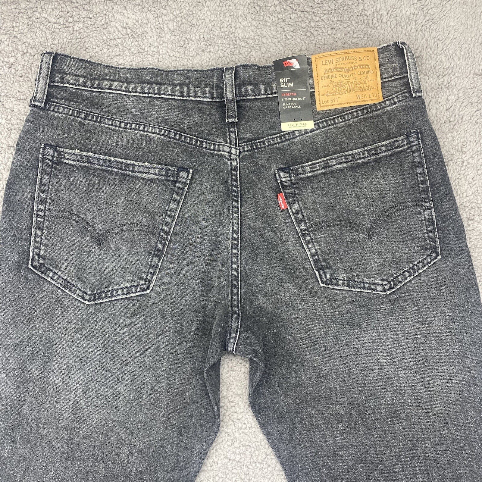 Levis 511 Jeans Mens 36 Black Wash Slim Fit Flex Premium Denim Distressed 35x29 | eBay