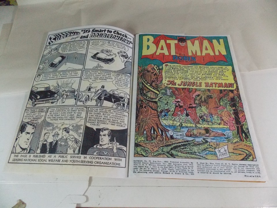 BATMAN # 72 1952 golden age coverless, complete, new repro cover and ...