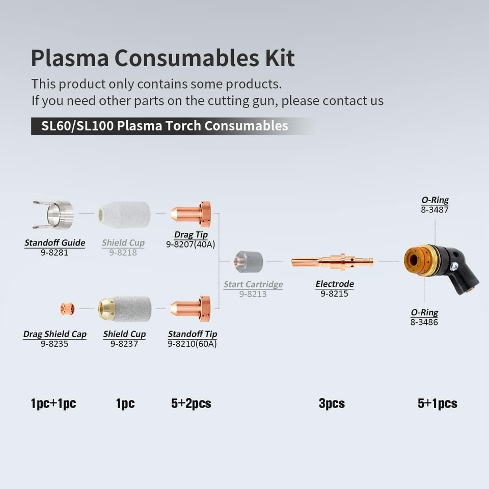 19pc Plasma Electrode Tip for Thermal Dynamics SL60 Torch Cutmaster 52 ...