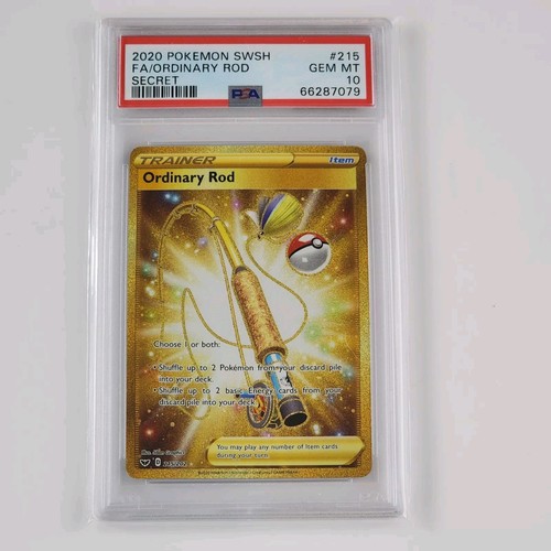 Pokemon ORDINARY ROD Trainer Full Art Gold #215 Sword & Shield PSA 10 ...