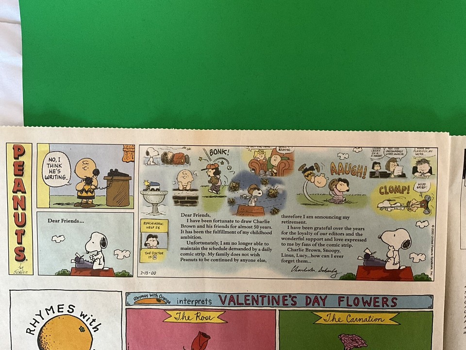 Charles Schulz Last Peanuts Comic Strip Feb,13 2000 | eBay
