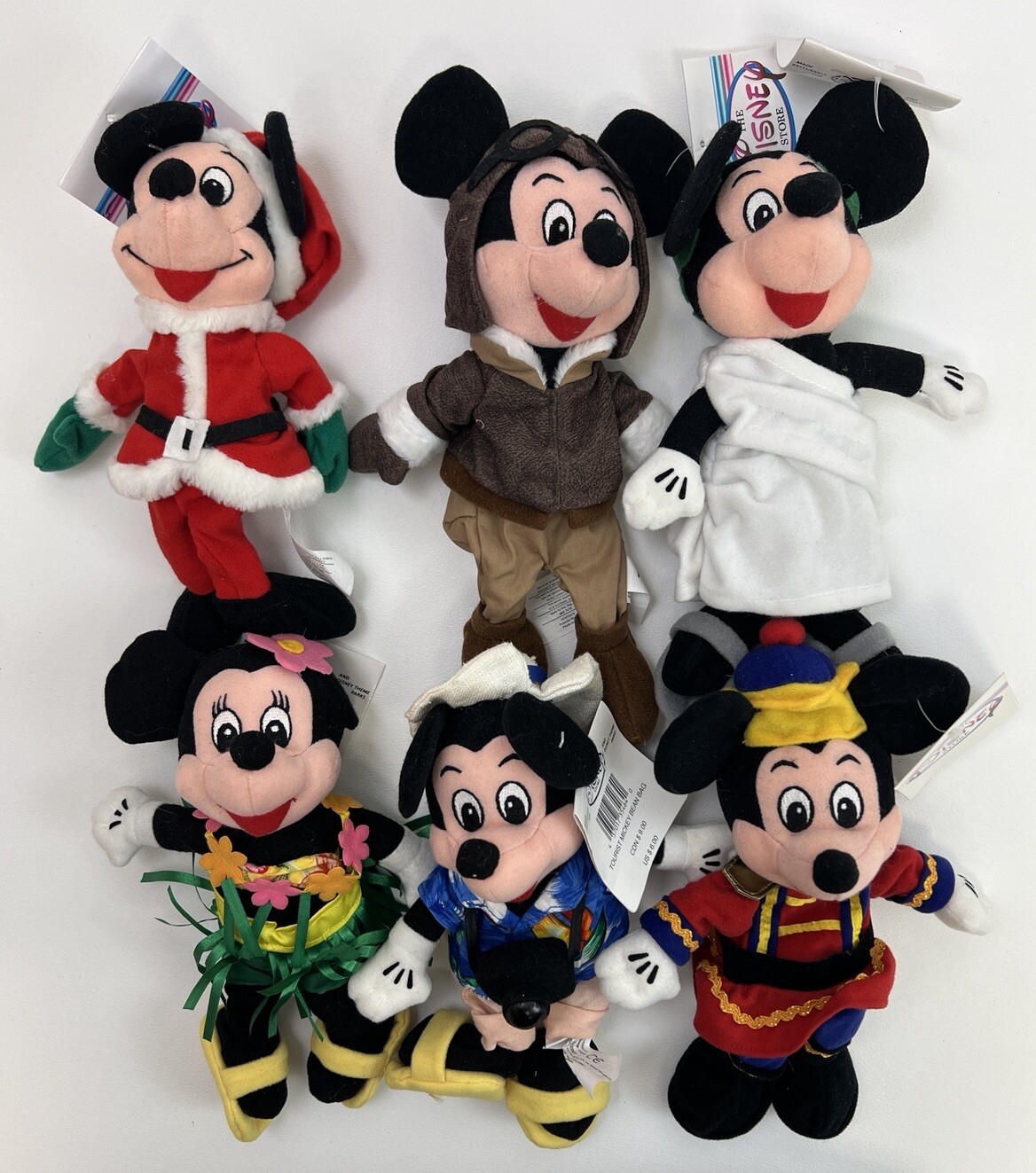 Lot of 6 Disney Store Mickey Mouse & Minnie Mini Bean Bags Plush ...