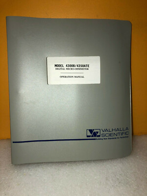 Valhalla Scientific 4300B/4350ATE Operation Manual | eBay