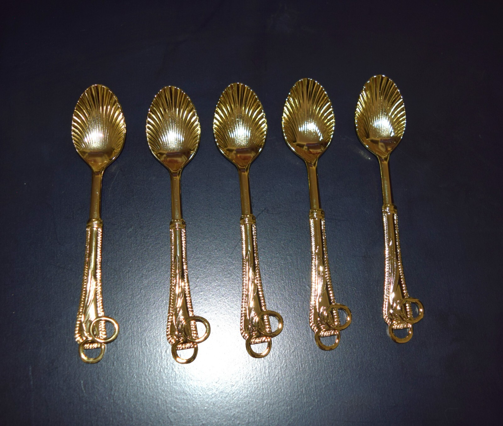 New Stainless Gold Plated Demitasse Shell Spoon Set for 5 Coffee Japan ...