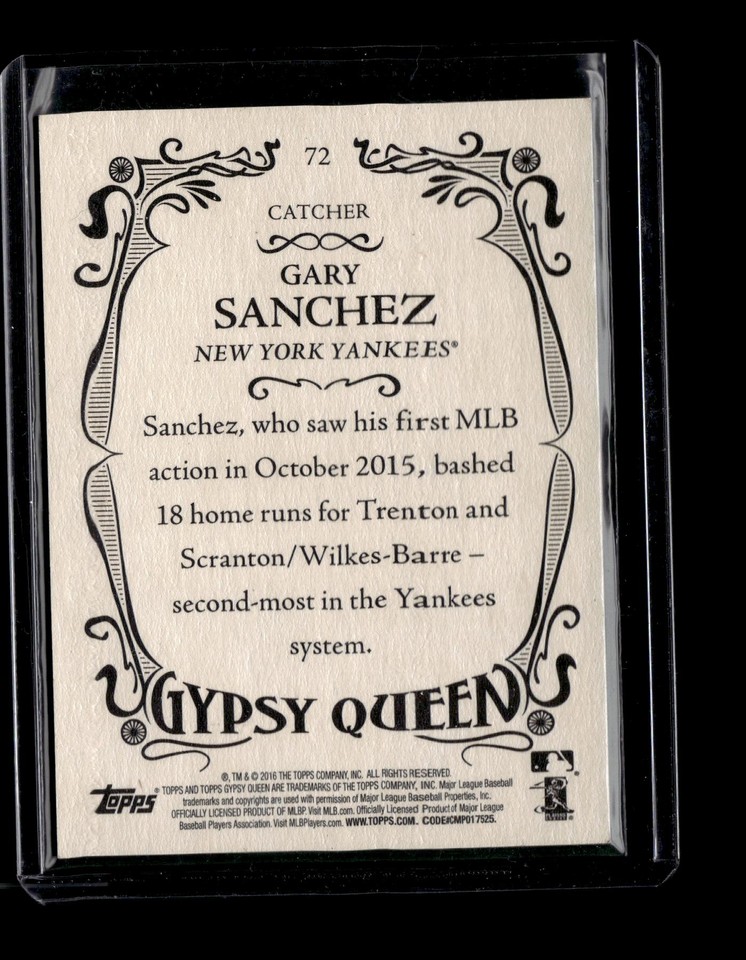 2016 Topps Gypsy Queen Framed Green #72 Gary Sanchez #/99 | eBay