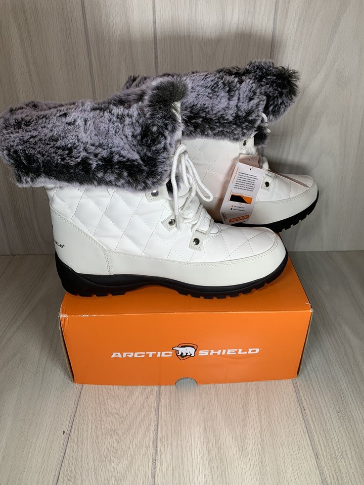 Women’s Boots White Size 8 Arctic Shield Fur Lined Memory Foam Retain ...
