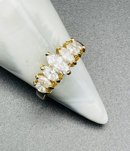 Lind CGF 14 Karat HGE Cathedral Set 7 Stone Marquis CZ Ring Size 6.5 ...