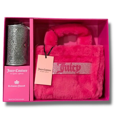 Juicy Couture Free Love Hot Pink Mini Tote & Barrel Coin Purse Gift Set ...