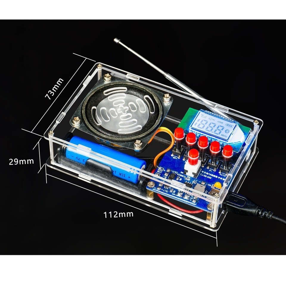 Rechargeable FM Radio DIY Kit with LCD Display for STEM Class and Hobby ...