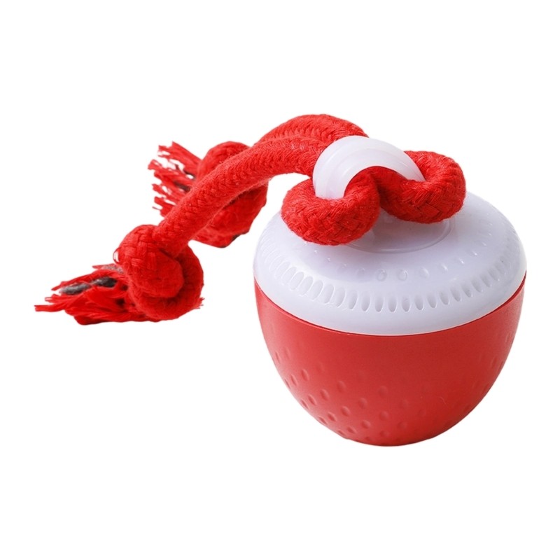 Stress Reduce Dog Toy Ball Automatic Interaction Squeaky Chewable Rope ...