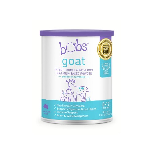 Bubs Whole Goat Milk Formula with Iron, Goat Milk-Based Powder, for ...