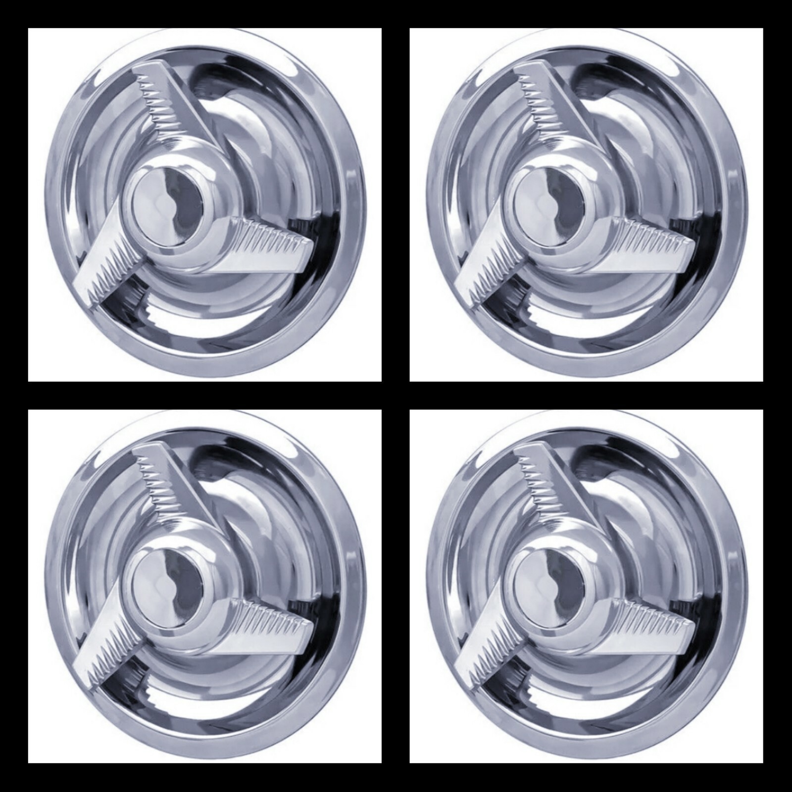 4pc Chrome Chevy GM Rally 3 Tri-Bar Spinner Wheel Center Hub Caps Rim ...