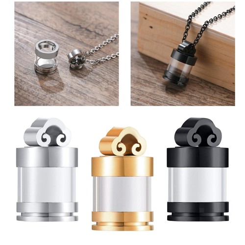 Stainless Steel Jar Urn Pendant Keepsake Jewelry Women Men Pet Perfume ...