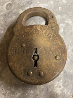 Vintage Antique Samson Eight Lever Padlock No Key | eBay
